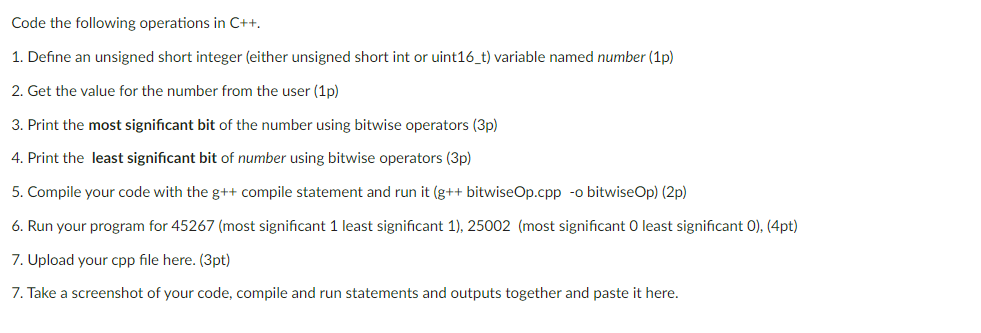 Solved Code the following operations in C++. 1. Define an | Chegg.com