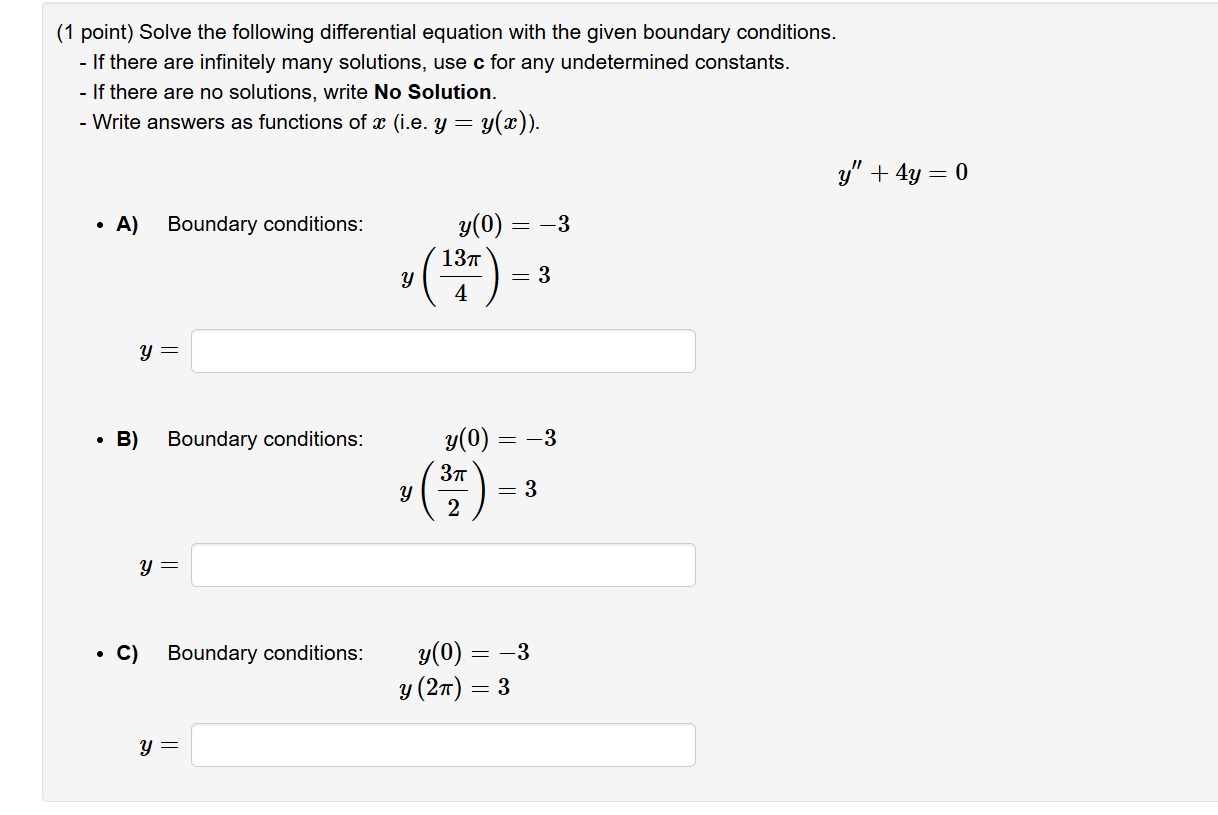 Solved (1 ﻿point) ﻿Solve the following differential equation | Chegg.com