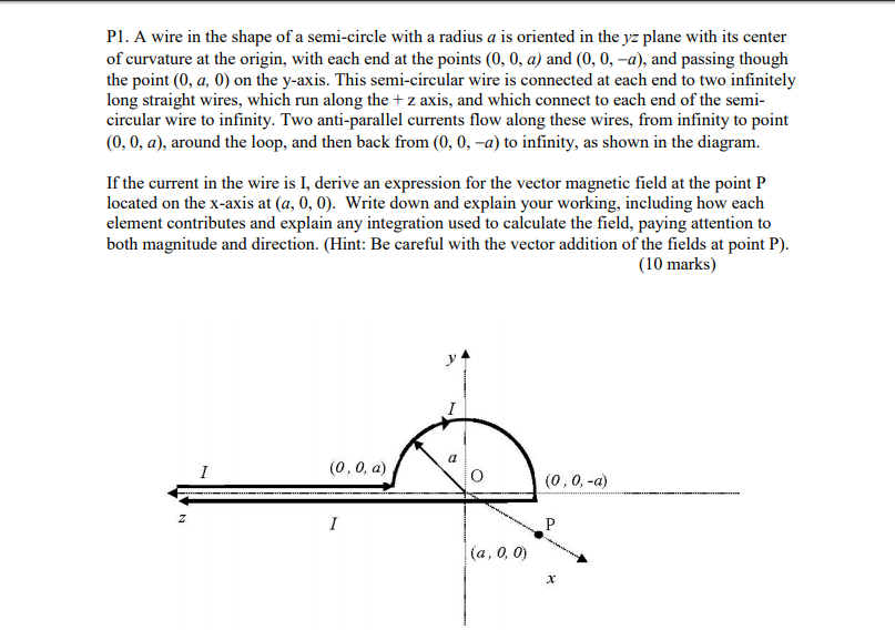 Solved: P1. A Wire In The Shape Of A Semi-circle With A Ra... | Chegg.com