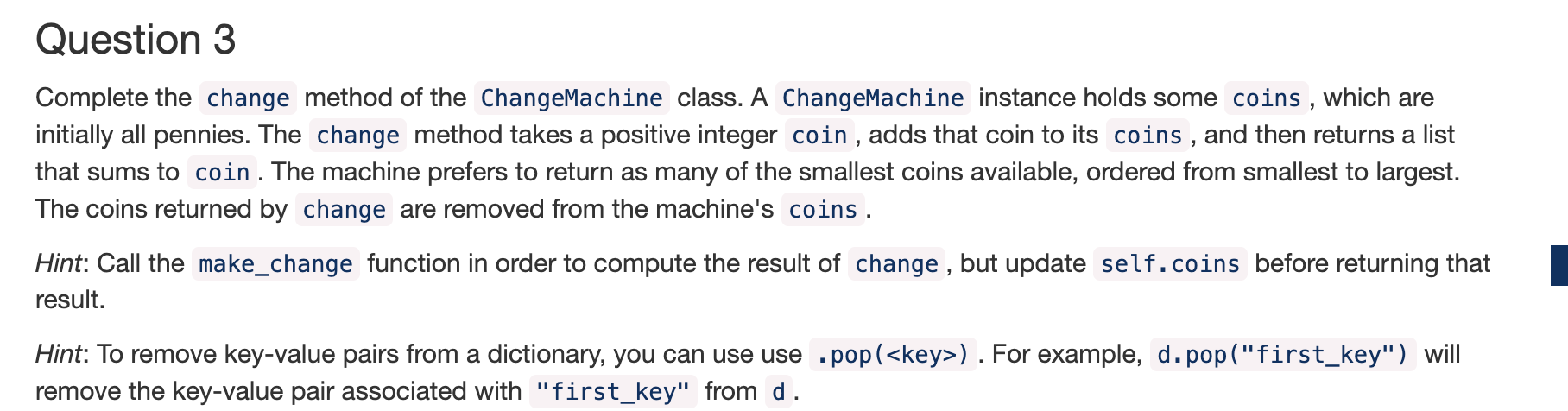 Solved Complete the change method of the ChangeMachine | Chegg.com