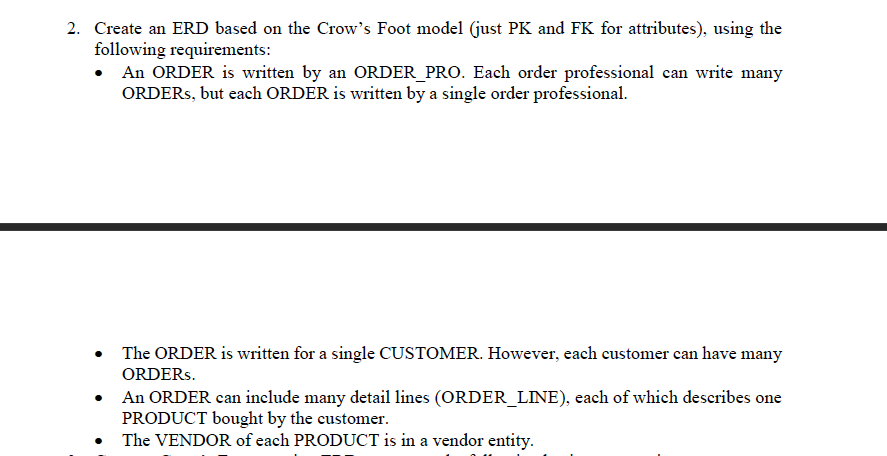 2. Create an ERD based on the Crow's Foot model (just | Chegg.com