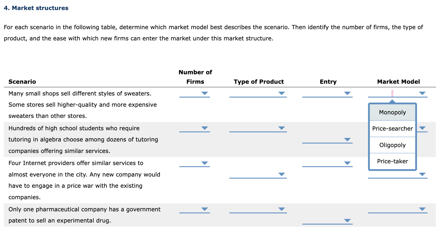 Solved For each scenario in the following table, determine | Chegg.com