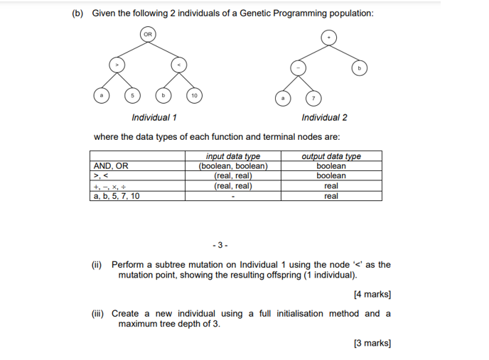Solved (b) Given the following 2 individuals of a Genetic | Chegg.com