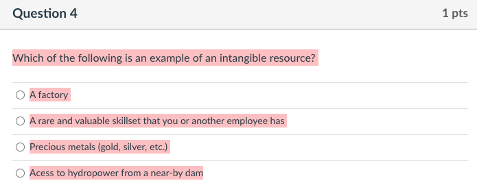 Solved Which of the following is an example of an intangible | Chegg.com