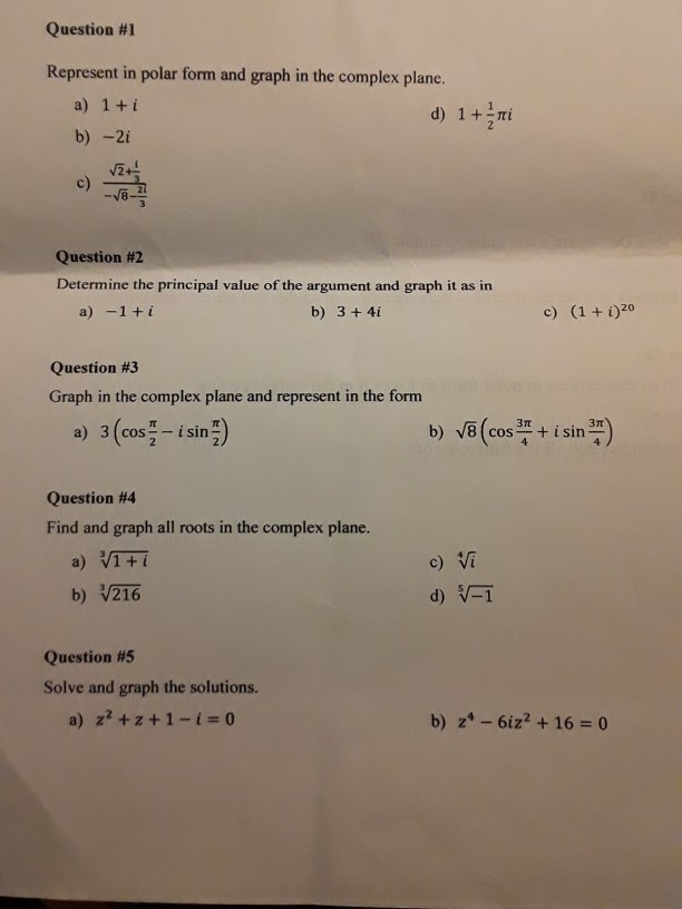 Solved Question #1 Represent in polar form and graph in the | Chegg.com