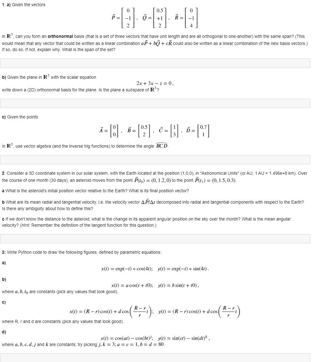 1: a) Given the vectors | Chegg.com