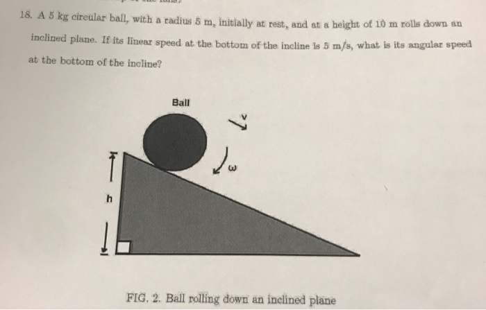 Solved 18. A 5 kg cireular ball, with a radius 5 m, | Chegg.com
