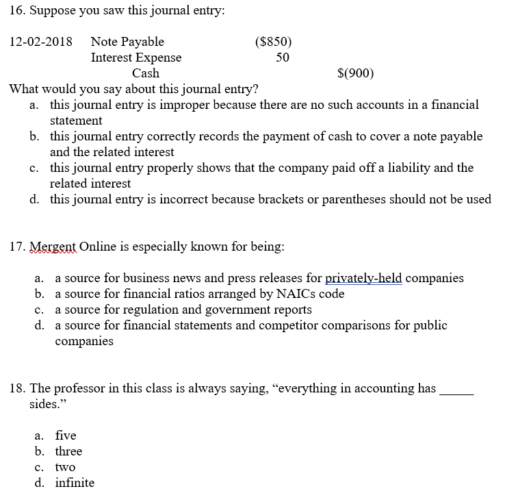 Solved 16. Suppose you saw this journal entry: Note Payable | Chegg.com