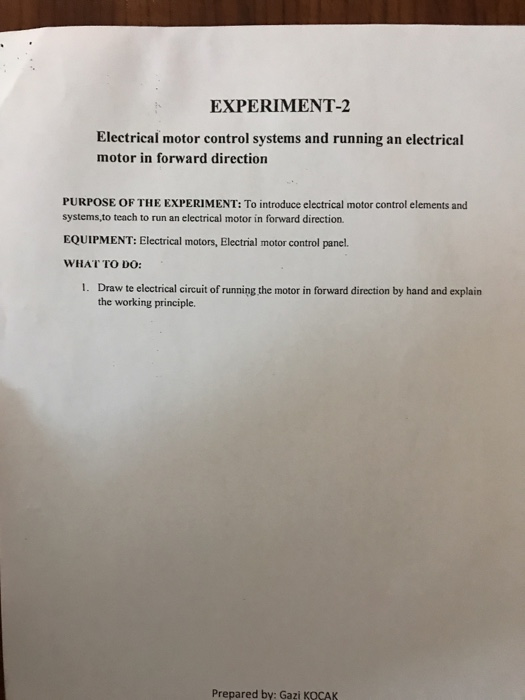 Solved EXPERIMENT-2 Electrical motor control systems and | Chegg.com