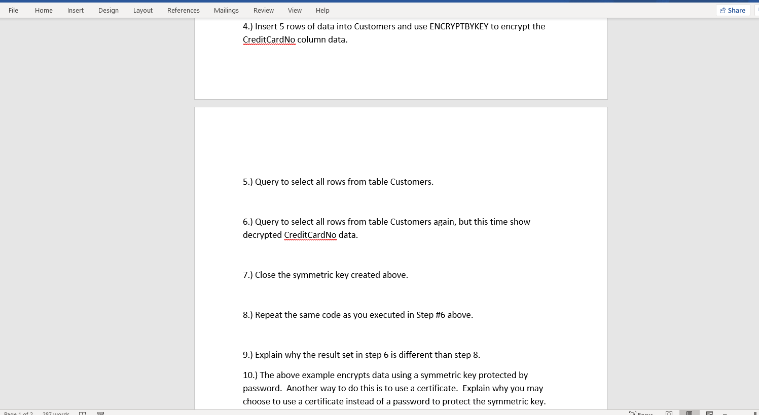 Solved File Home Insert Design Layout References Mailings