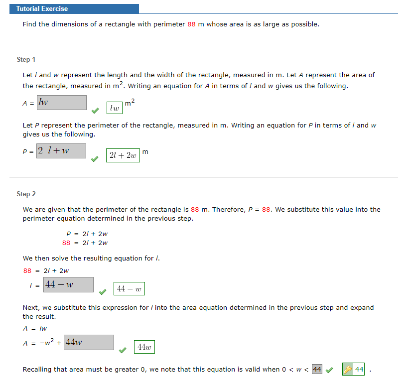 Solved Tutorial Exercise Find the dimensions of a rectangle | Chegg.com