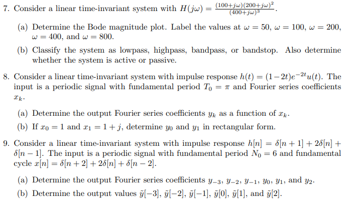 7. Consider a linear time-invariant system with | Chegg.com