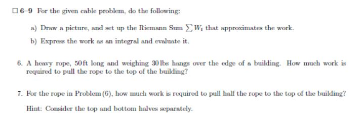 Solved 6-9 For the given cable problem, do the following: W, | Chegg.com