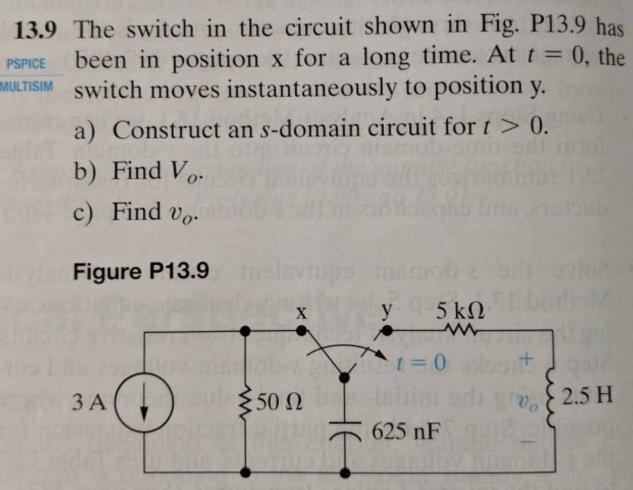 Solved PSPICE 13.9 The switch in the circuit shown in Fig. | Chegg.com