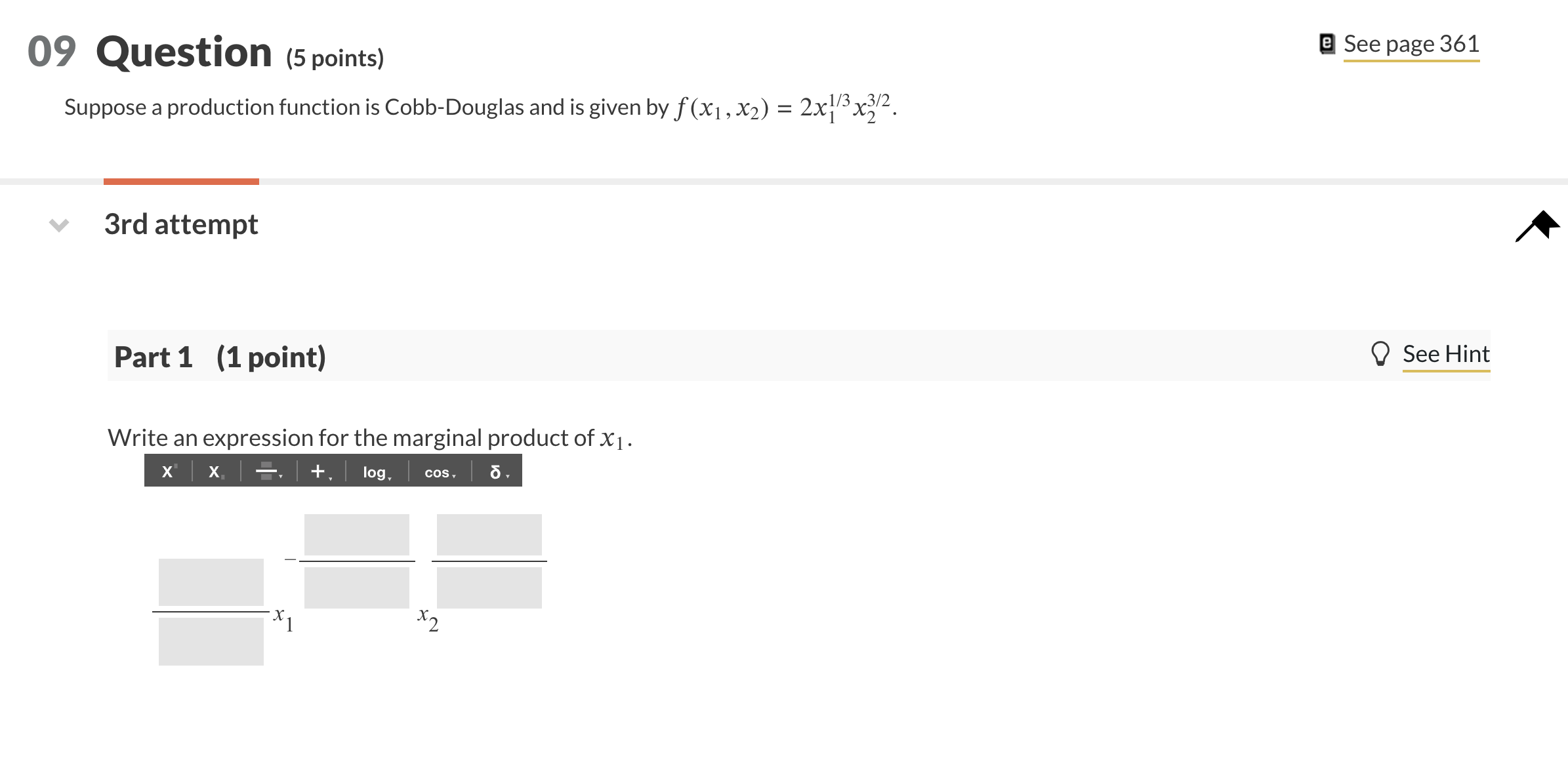 Solved 09 Question (5 points) Suppose a production function | Chegg.com