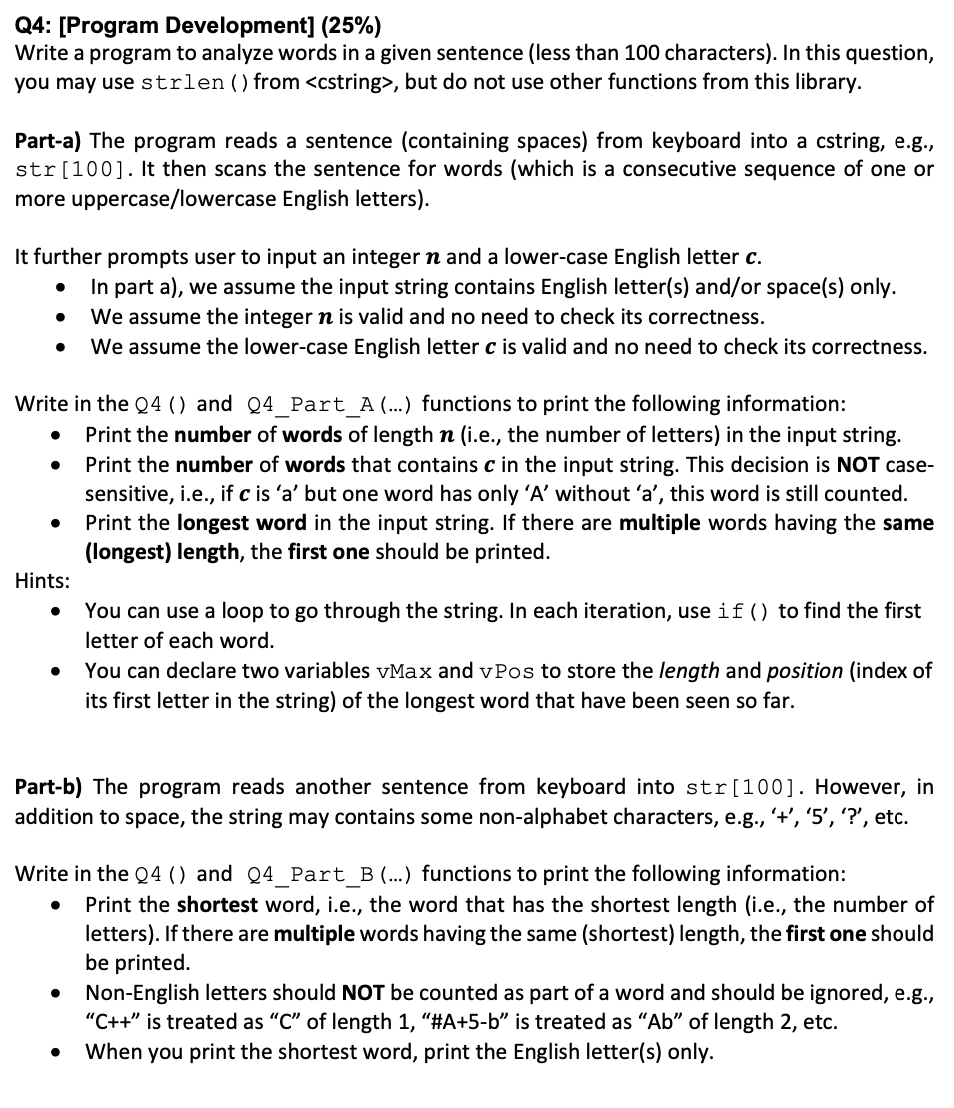 Solved Q4: [Program Development] (25%) Write a program to | Chegg.com
