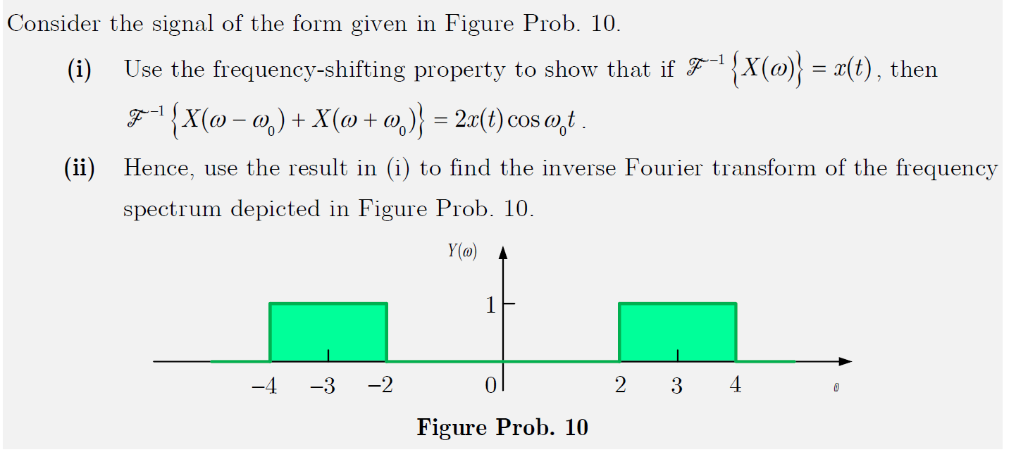 Solved (i) Use the frequency-shifting property to show that | Chegg.com