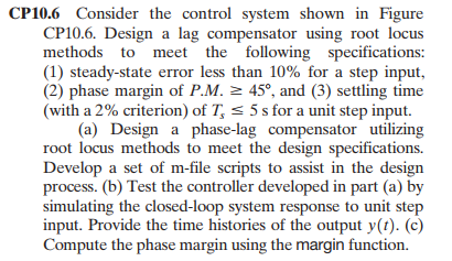 Solved CP10.6 Consider the control system shown in Figure | Chegg.com