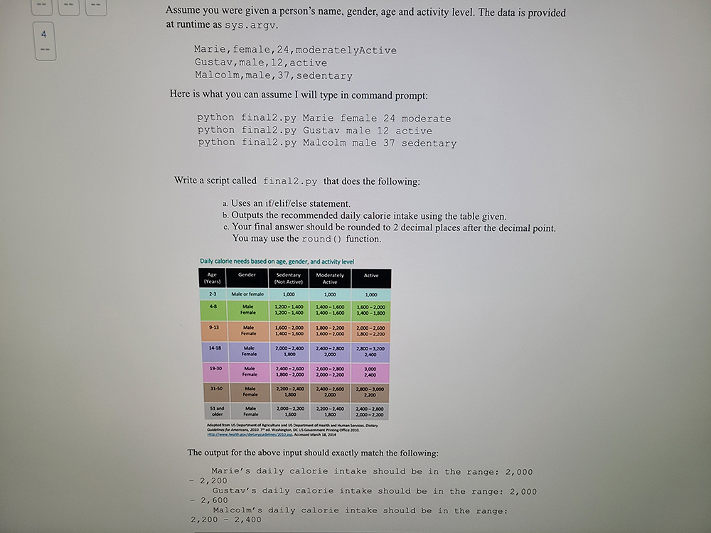 Solved Assume you were given a person's name, gender, age | Chegg.com