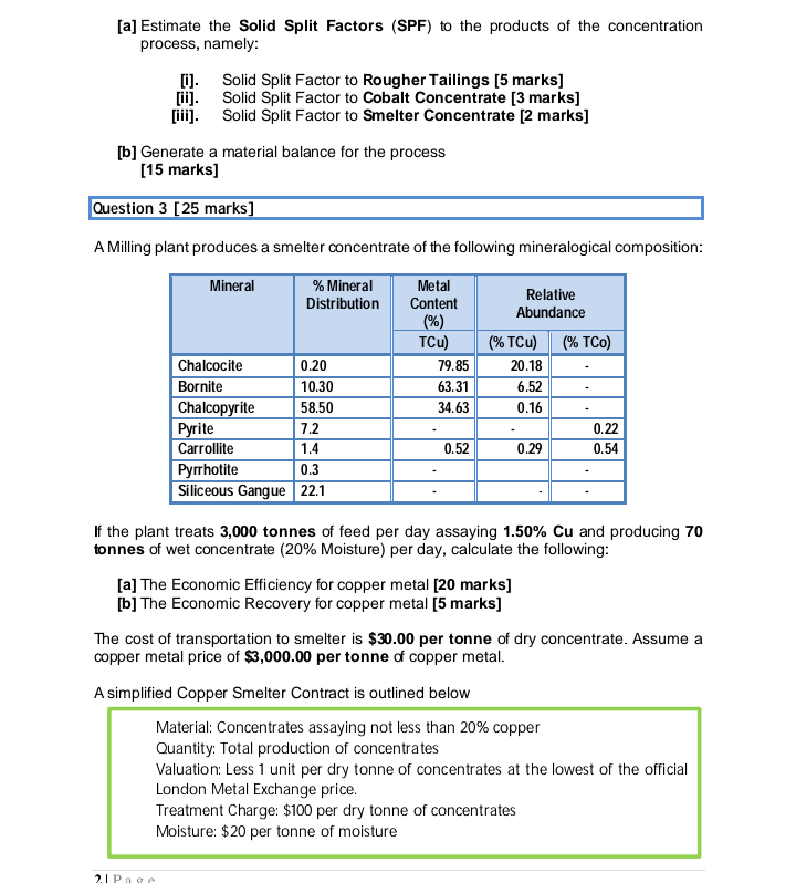 Solved [a] ﻿Estimate the Solid Split Factors (SPF) ﻿to the | Chegg.com