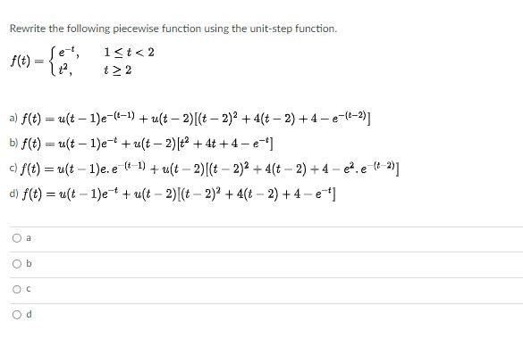 Solved Rewrite the following piecewise function using the | Chegg.com