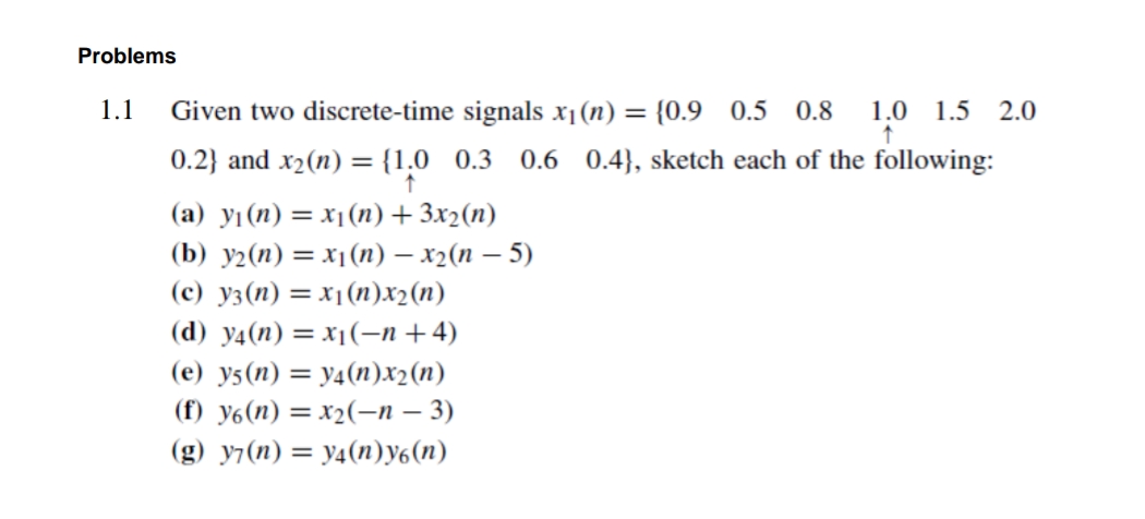 Solved 1.1 Given two discrete-time signals | Chegg.com