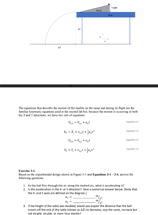 The equations that describe the motion of the marble | Chegg.com