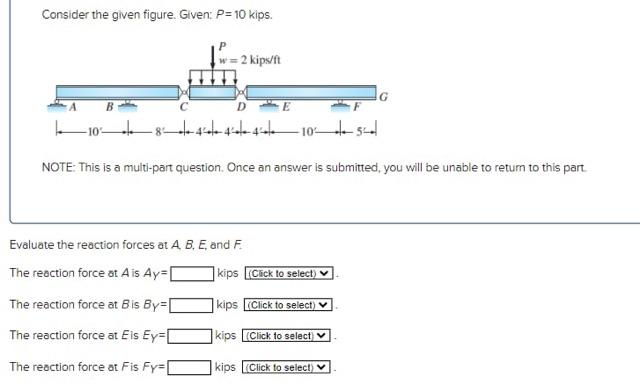Solved Consider the given figure. Given: P=10 kips. kips/ G | Chegg.com