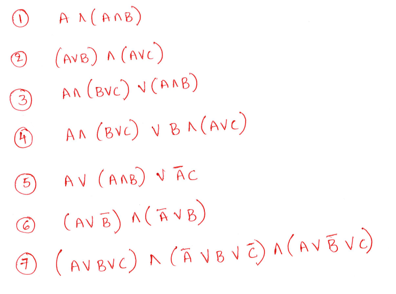 Solved (1) A∧(A∩B) (2) (A∨B)∧(A∨C) A∩(B∨C)∨(A∧B) (4) | Chegg.com