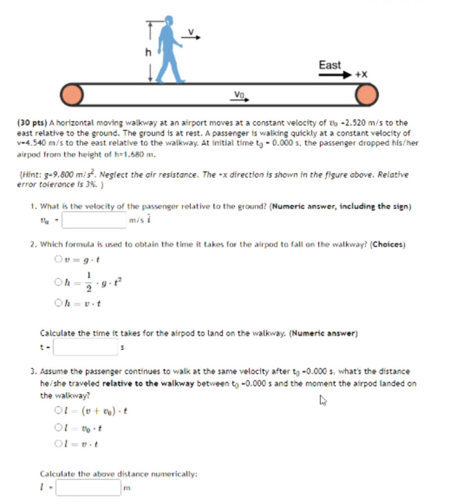 Solved (REFER TO PICTURE) A horizontal moving walkway at an | Chegg.com