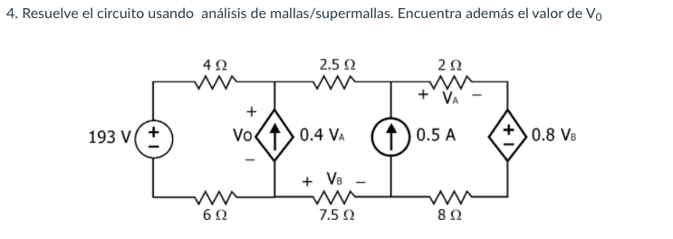 Solved 4. Solve the circuit using mesh/supermesh analysis. | Chegg.com