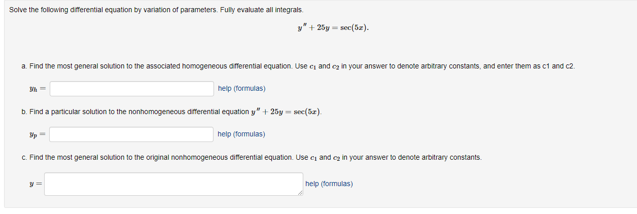 Solved Solve the following differential equation by | Chegg.com