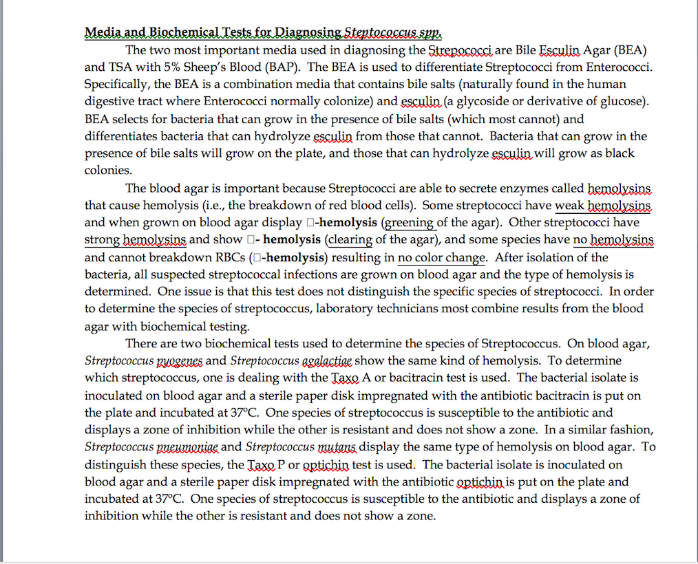 Solved Clinical testing of streptococcus species Pre-lab | Chegg.com