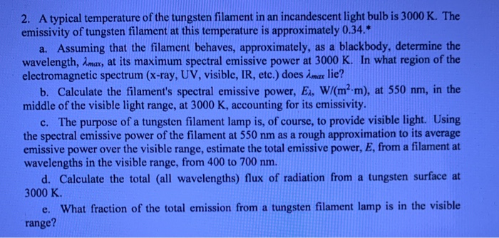 Tungsten Filament Temperature