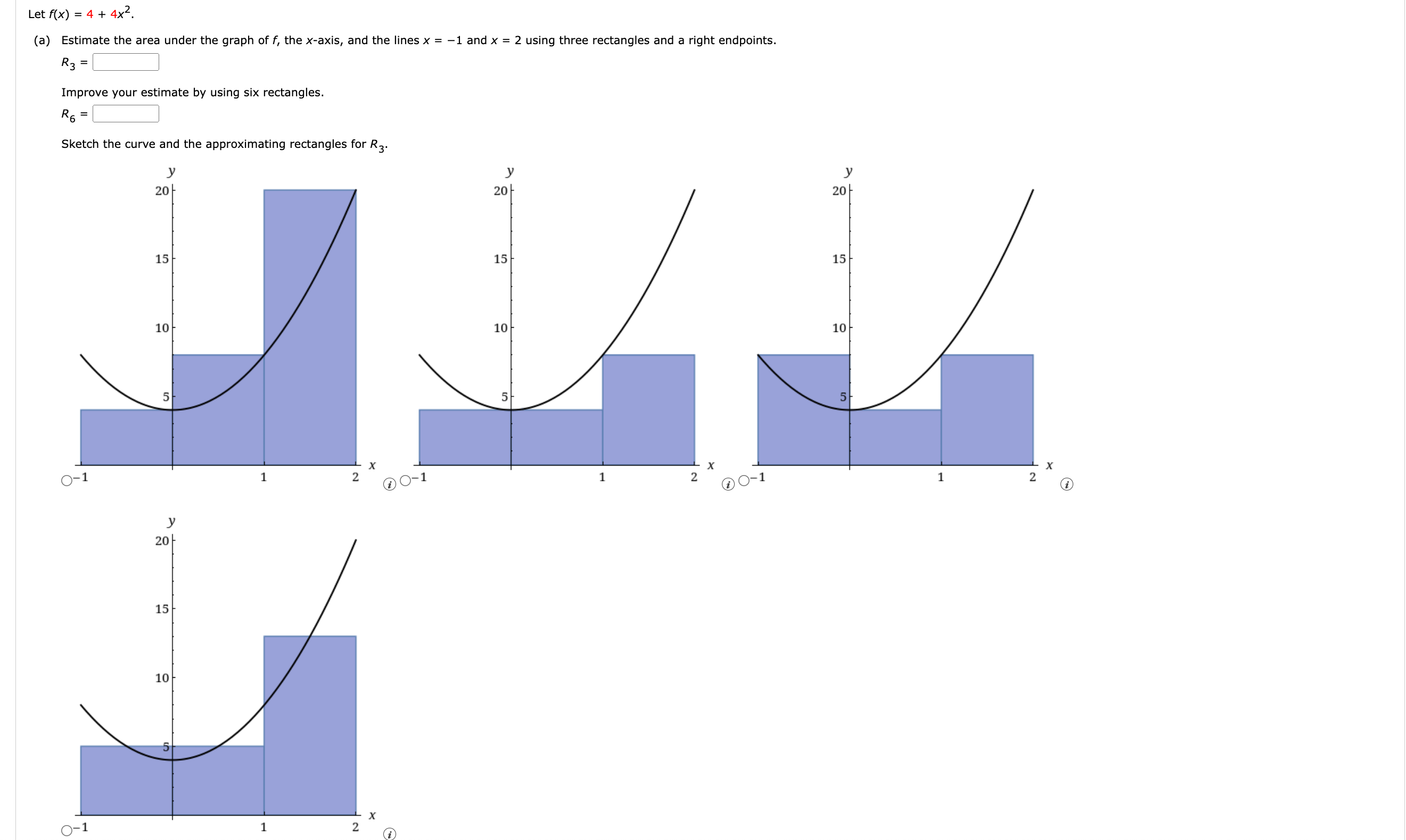 Solved Let f(x)=4+4x2. (a) Estimate the area under the graph | Chegg.com