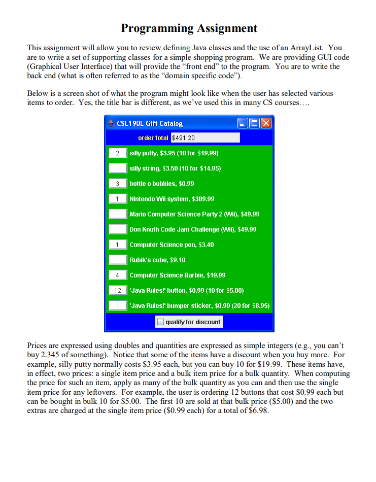 Solved Programming Assignment This assignment will allow you | Chegg.com