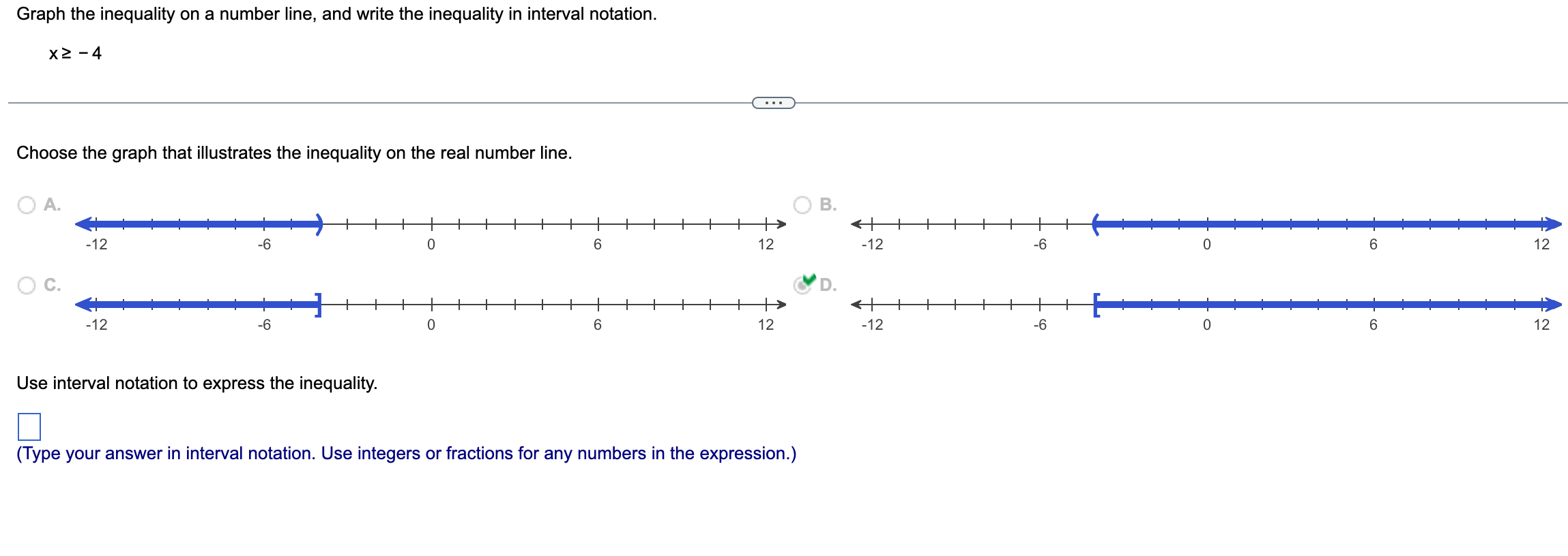 Solved Graph the inequality on a number line, and write the | Chegg.com