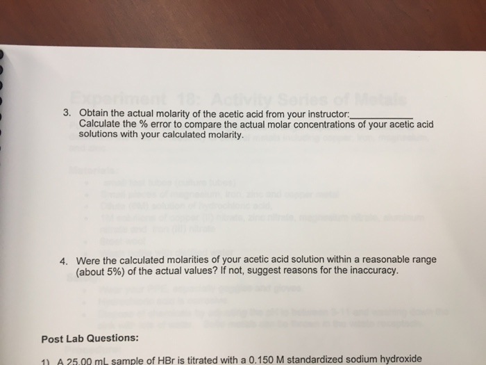 Solved Experiment 17B: Acid-Base Titration OBJECTIVES In | Chegg.com
