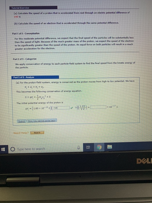 Solved Tutorial Exercise (a) Calculate the speed of a proton | Chegg.com