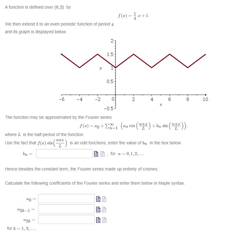 Solved A function is defined over (0,2) ﻿byf(x)=14x+1.We | Chegg.com