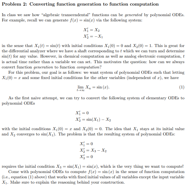 Solved Problem 2: Converting function generation to function | Chegg.com
