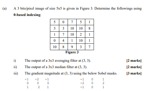 Solved 3 eln 10 10 8 1 7 A 3 bits/pixel image of size 5x5 is | Chegg.com
