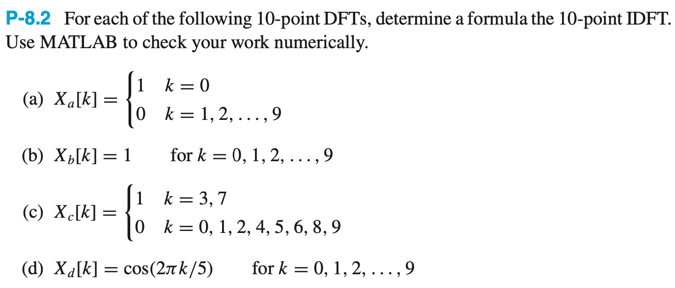 Solved P-8.2 For each of the following 10-point DFTs, | Chegg.com