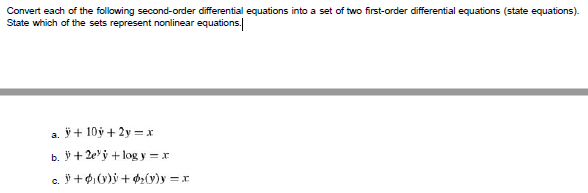 Solved Convert each of the following second-order | Chegg.com