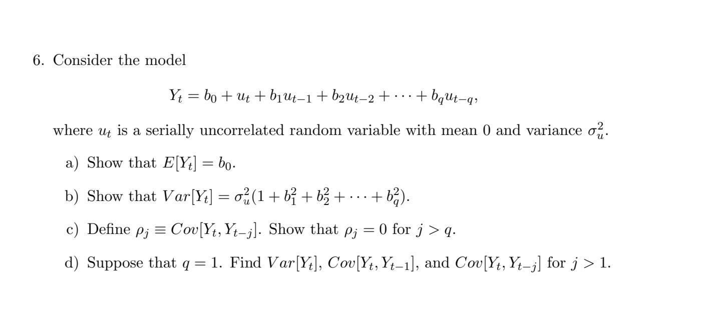 6. Consider the model | Chegg.com