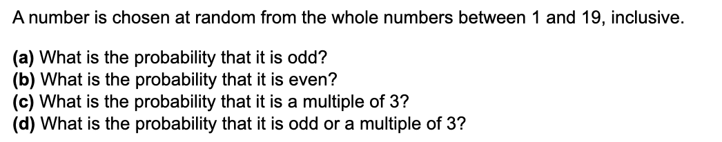 Solved A number is chosen at random from the whole numbers | Chegg.com