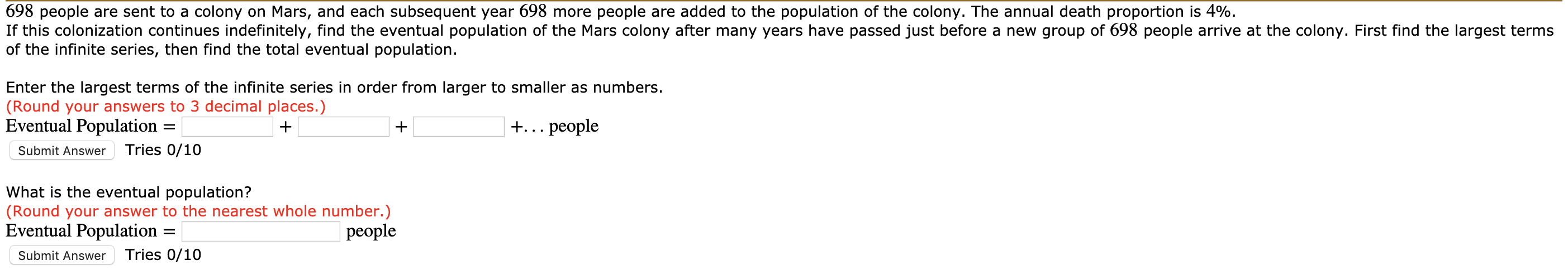 Solved 698 people are sent to a colony on Mars, and each | Chegg.com