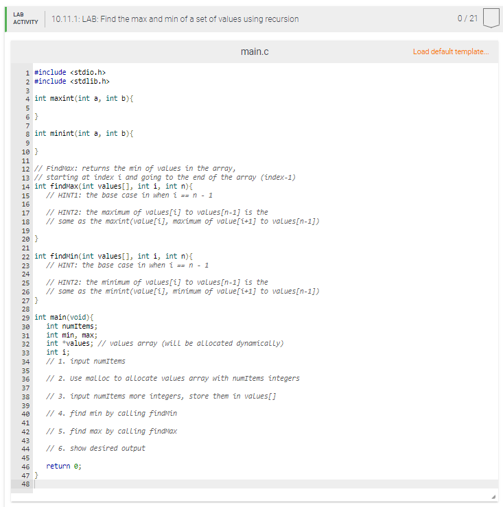 Solved 10.11 LAB: Find the max and min of a set of values | Chegg.com
