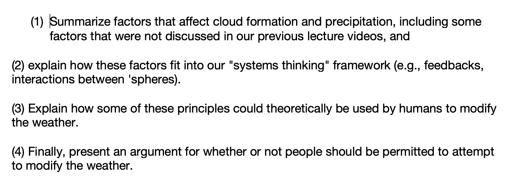 Solved (1) Summarize factors that affect cloud formation and | Chegg.com