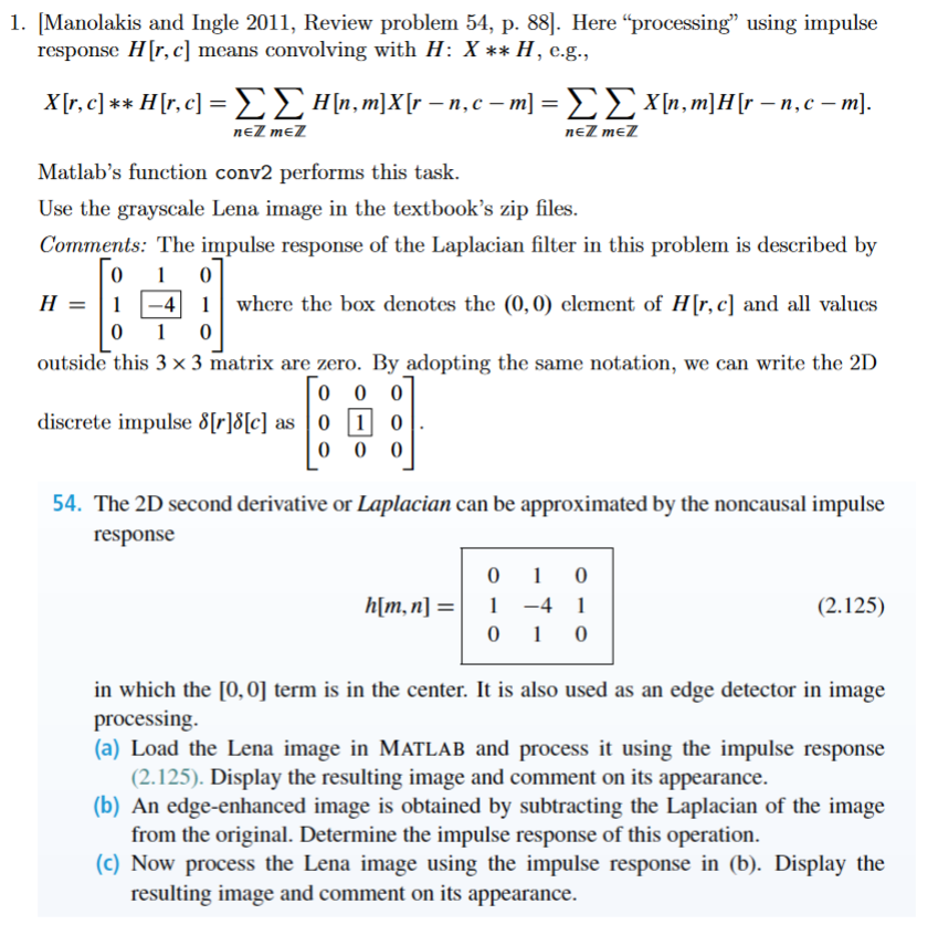 Solved [manolakis And Ingle 2011 Review Problem 54 P 88]